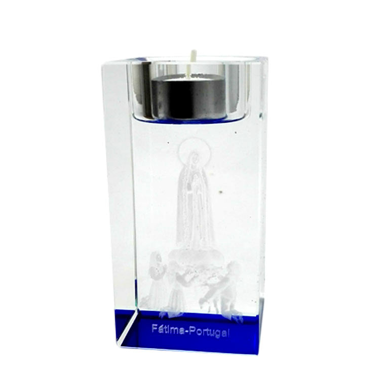Crystal candlestick with Apparition of Fatima